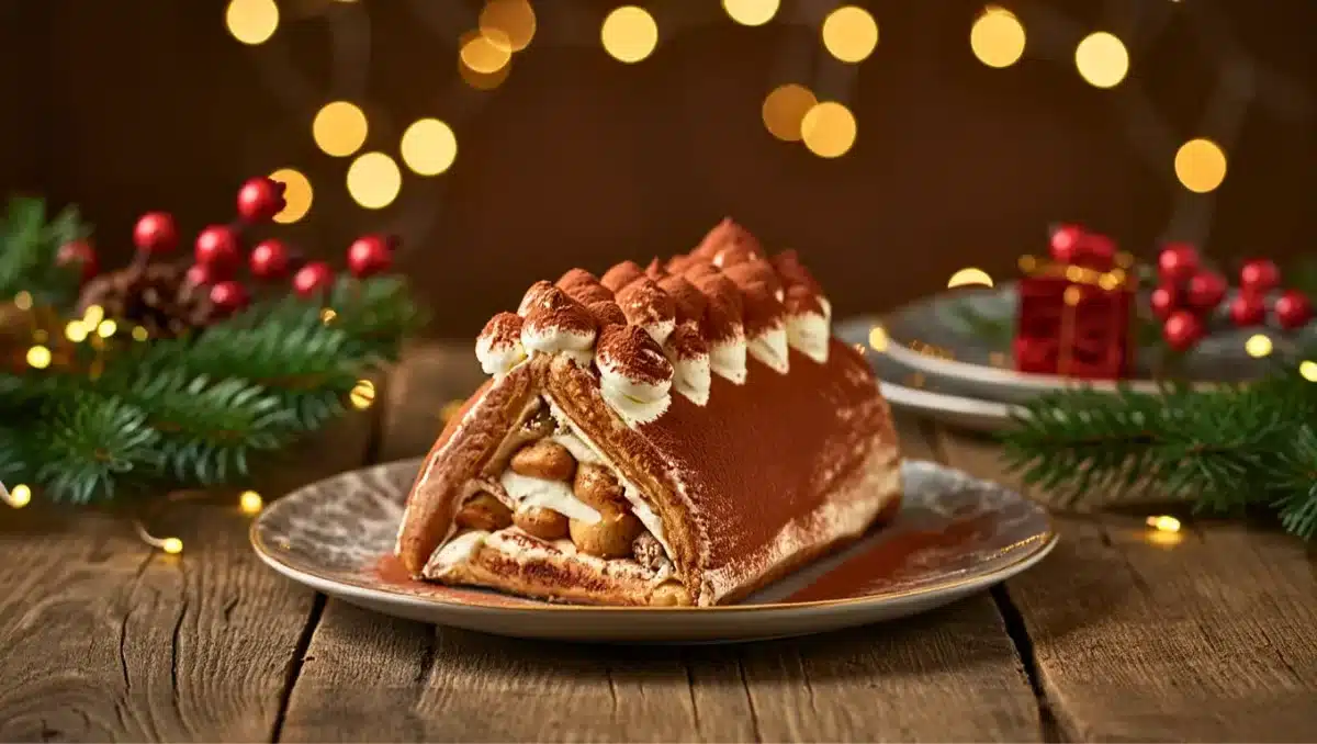 Ce tiramisu de Noel façon bûche ultra crémeux au café et cacao va voler ...
